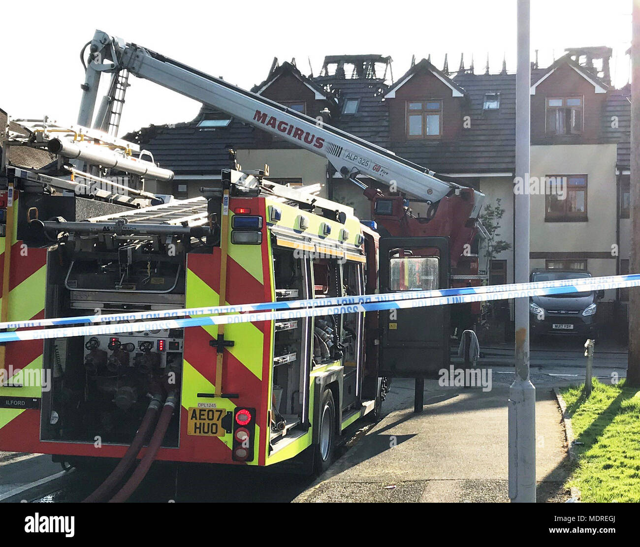 Fire appliances outside a care home for adults with learning ...