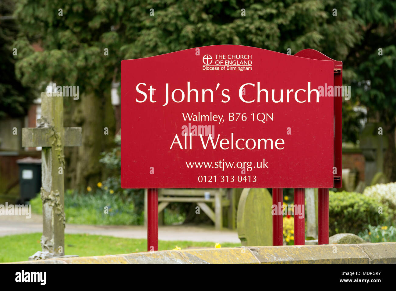 St. John`s Church board, Walmley, West Midlands, England, UK Stock ...