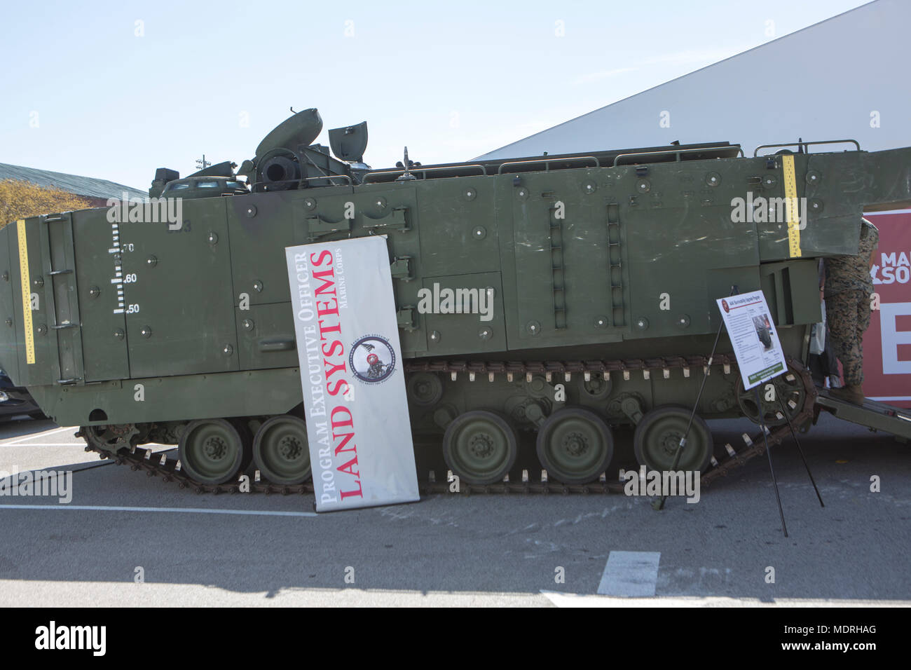 An Amphibious Assault Vehicle (AAV) is on display at Marine Expo South ...