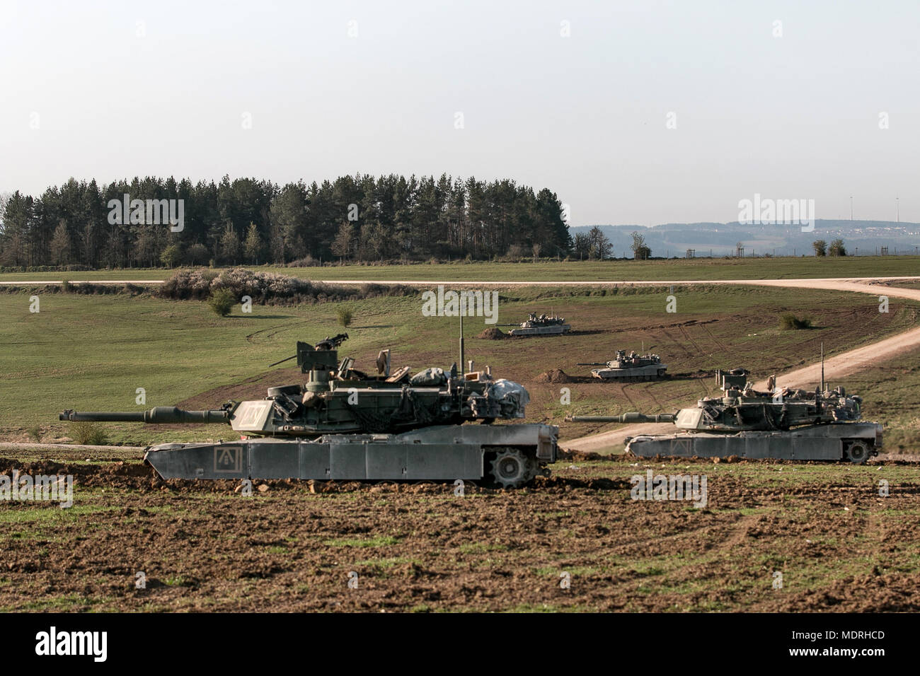 M1 Abrams tanks assigned to 1st Battalion, 63rd Armor Regiment, 2nd ...