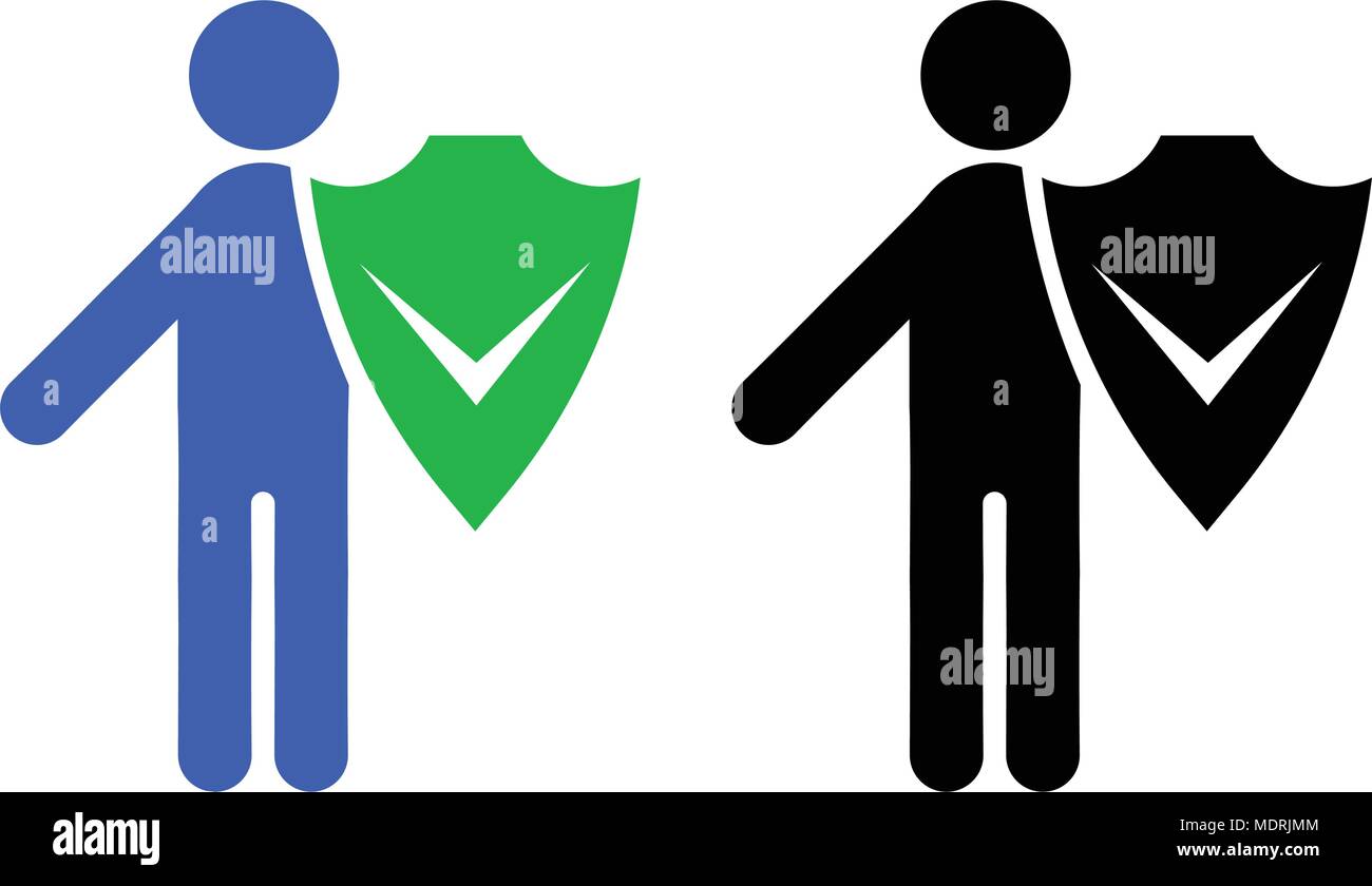 Person with shield Stock Vector Images - Alamy