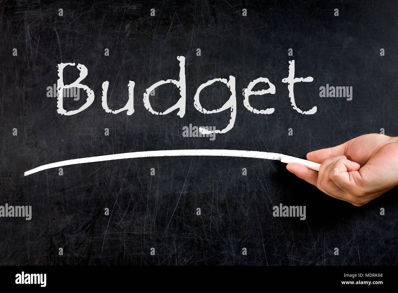 Budget handwritten and underlined on blackboard or chalkboard Stock ...
