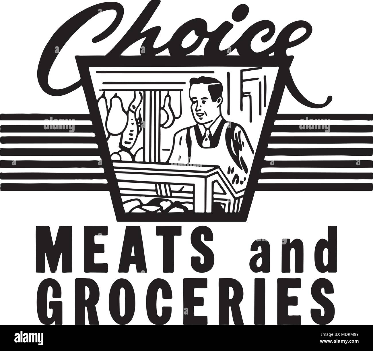 Choice Meats And Groceries - Retro Ad Art Banner Stock Vector Image ...