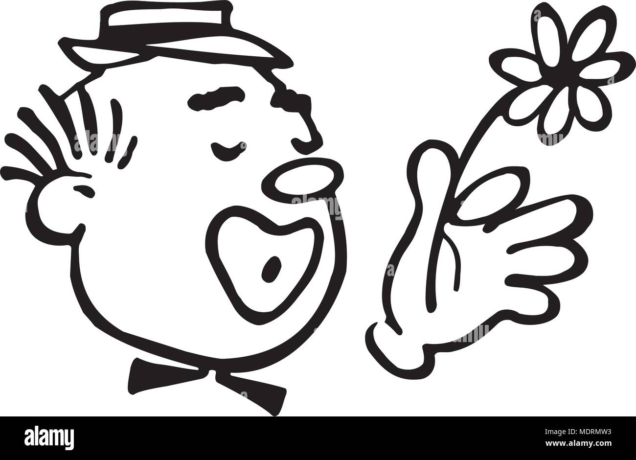 Clown With Flower - Retro Clipart Illustration Stock Vector Image & Art ...