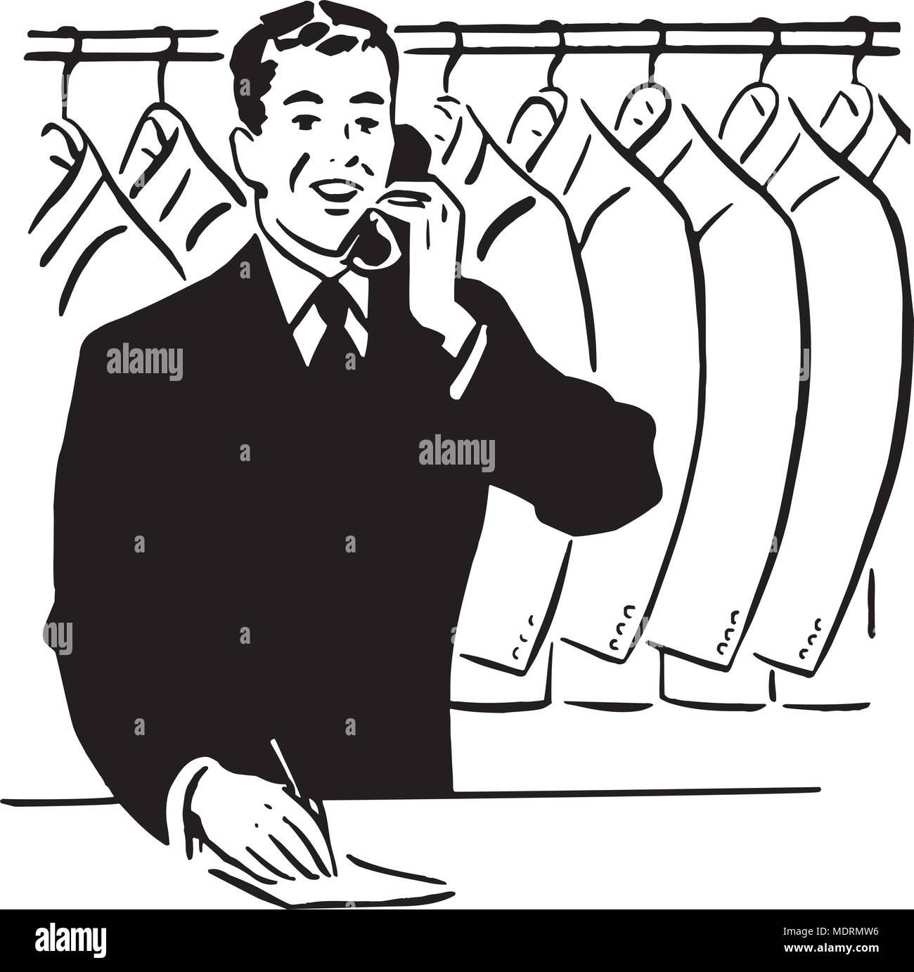 Coat Check Clerk - Retro Clipart Illustration Stock Vector Image & Art ...