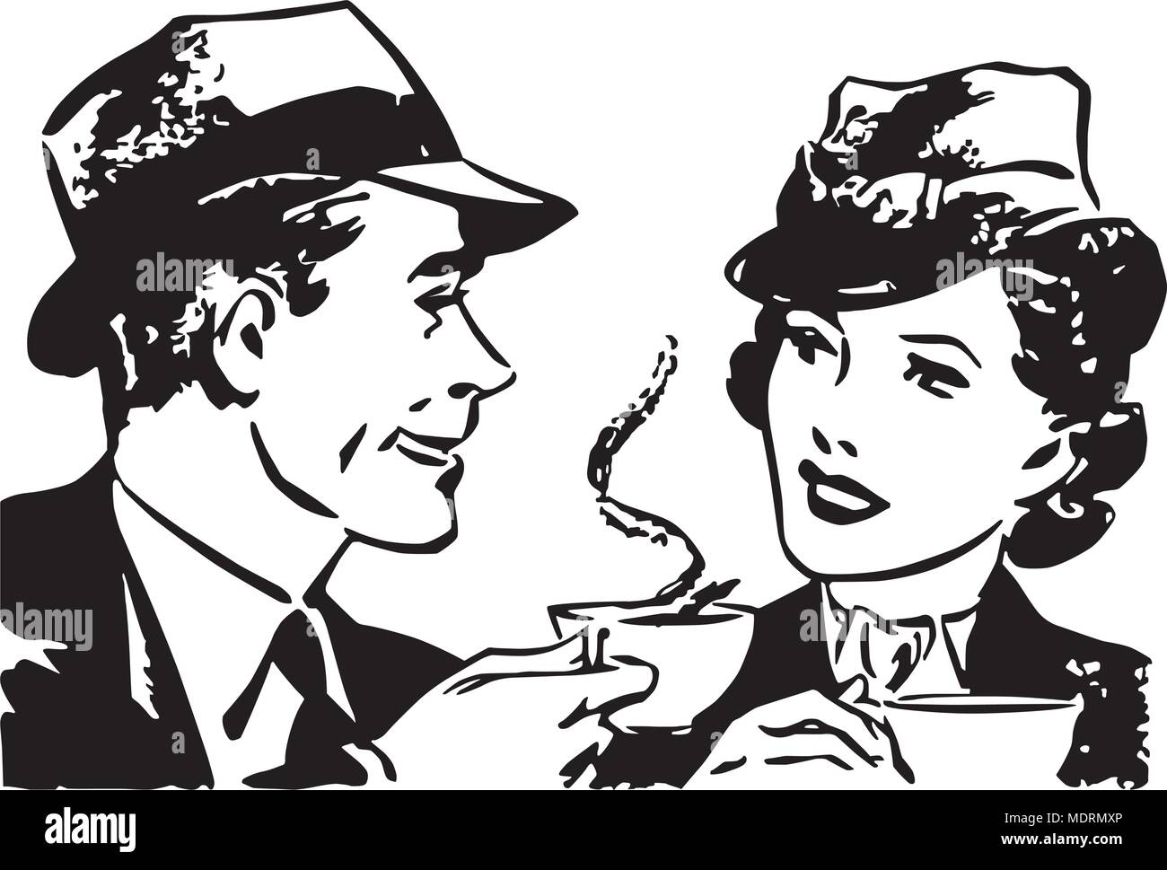 Coffee Time Chat - Retro Clipart Illustration Stock Vector Image & Art ...