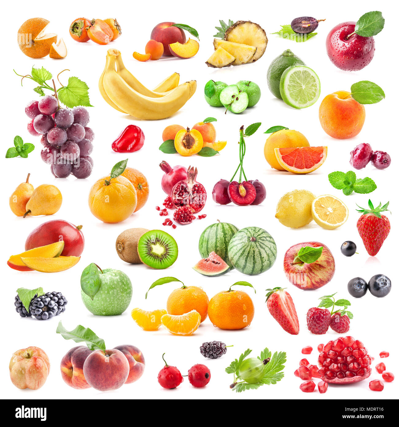 Collection of fruits isolated on white background Stock Photo - Alamy