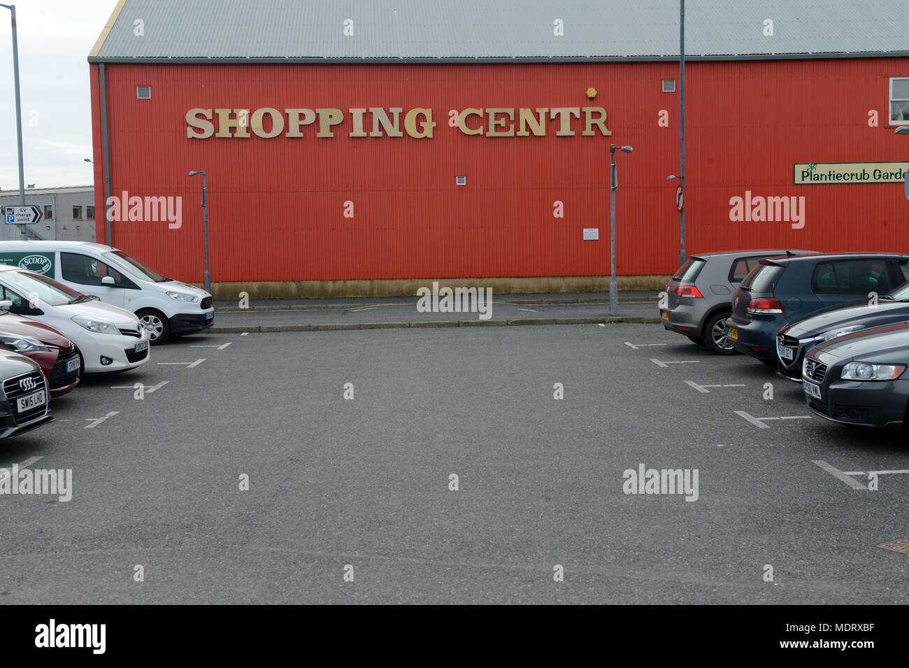 Retro old tired shopping centre sign with a variety of typeface Stock ...