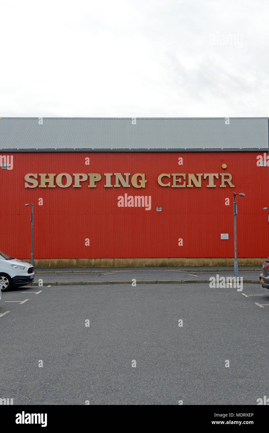 Retro old tired shopping centre sign with a variety of typeface Stock ...