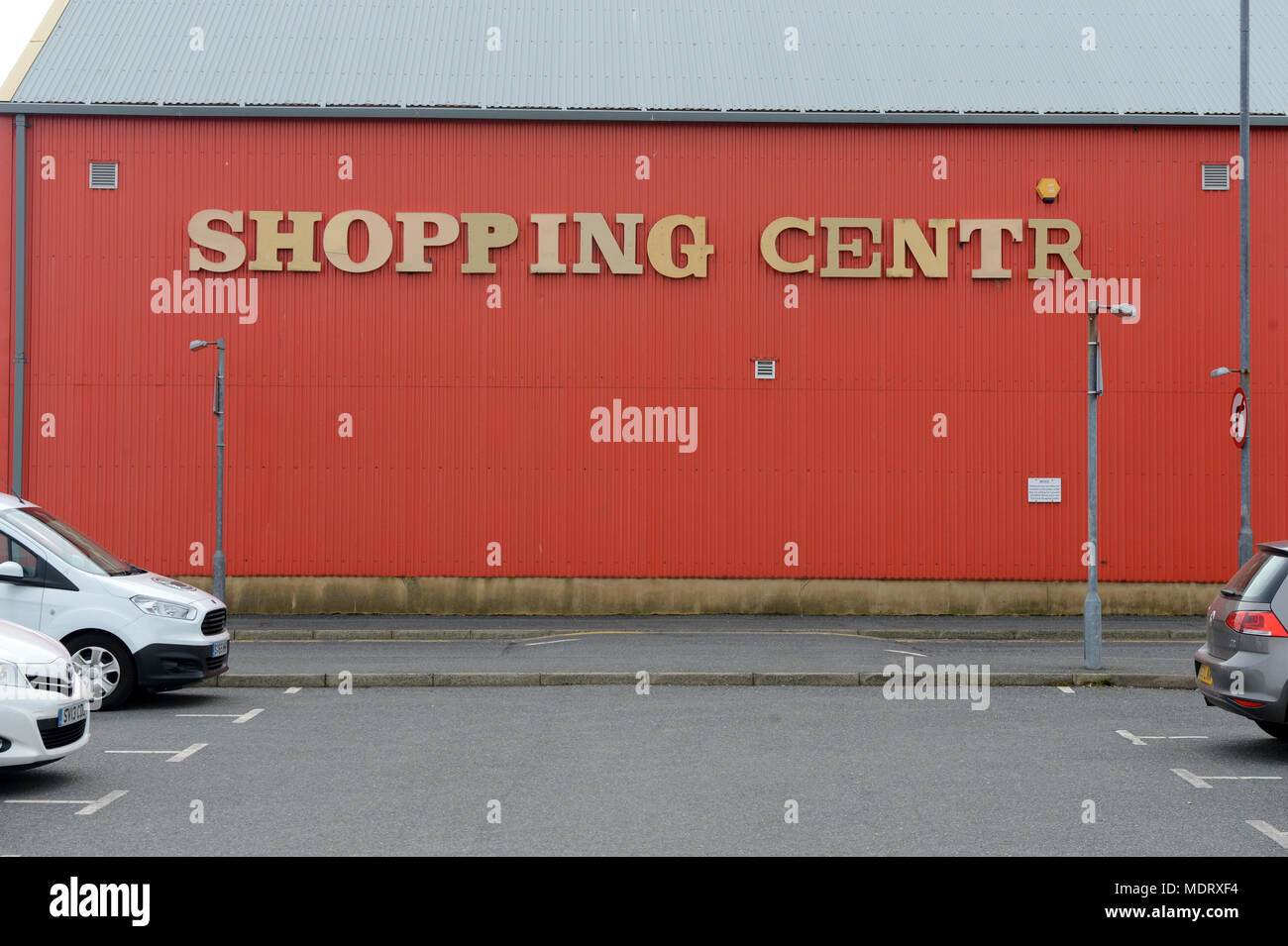 Retro old tired shopping centre sign with a variety of typeface Stock ...