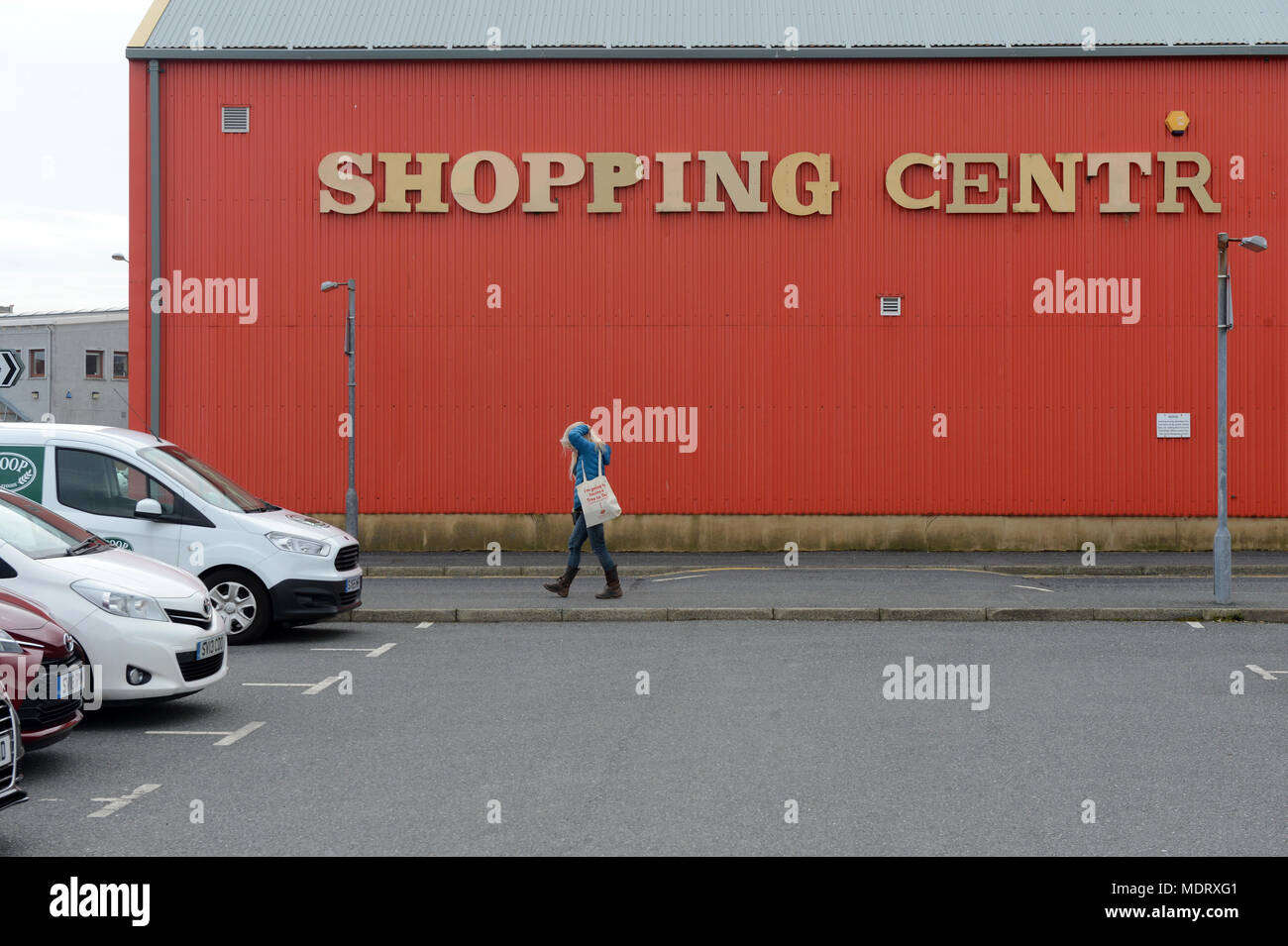 Retro old tired shopping centre sign with a variety of typeface Stock ...