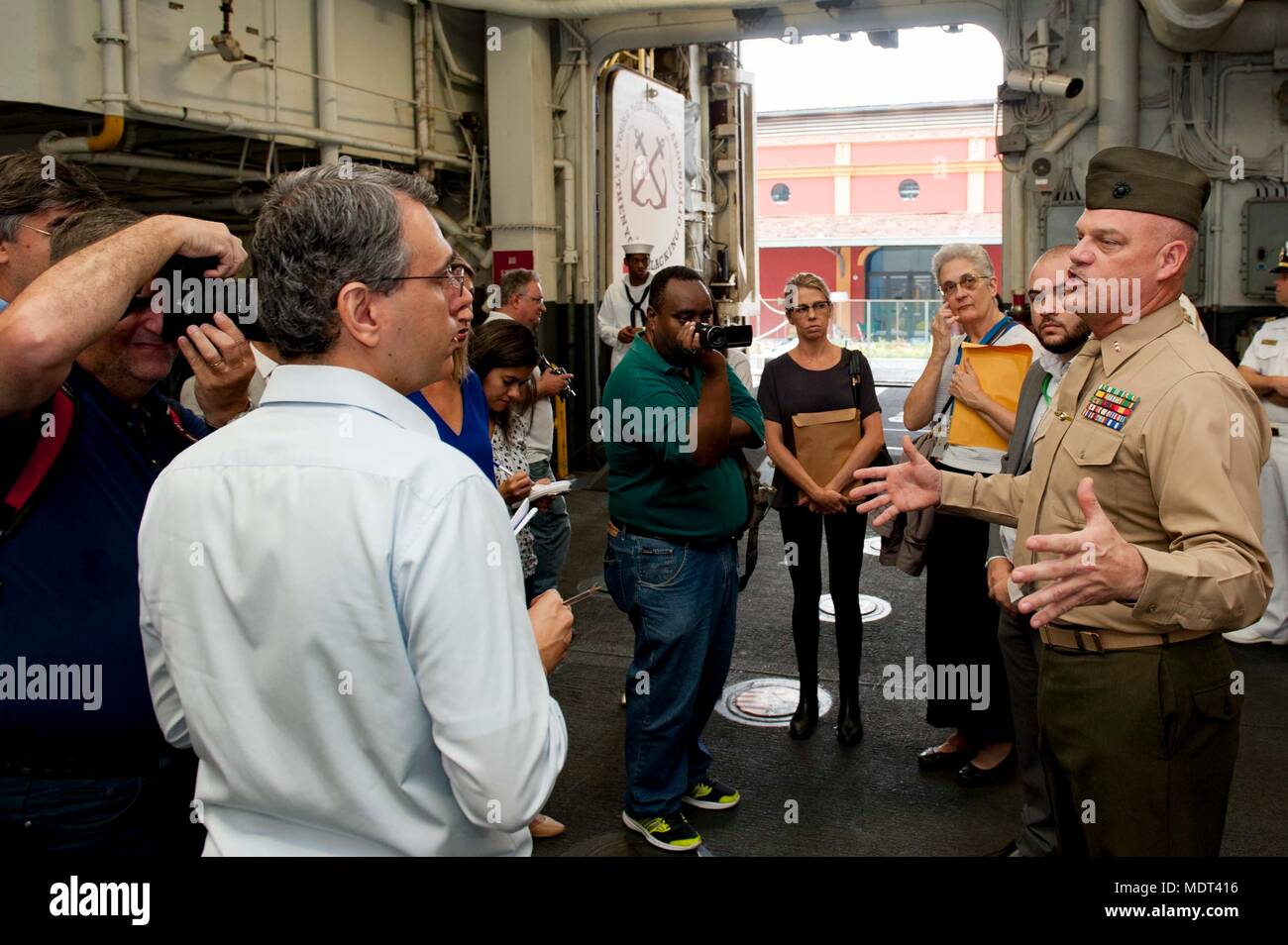 CWO4 James Randall describes features of the amphibious assault ship ...