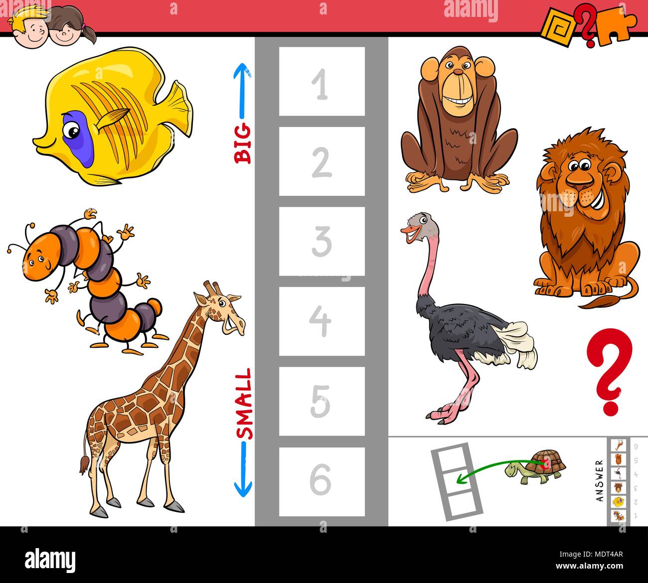 Cartoon Illustration of Educational Game of Finding the Largest and the ...