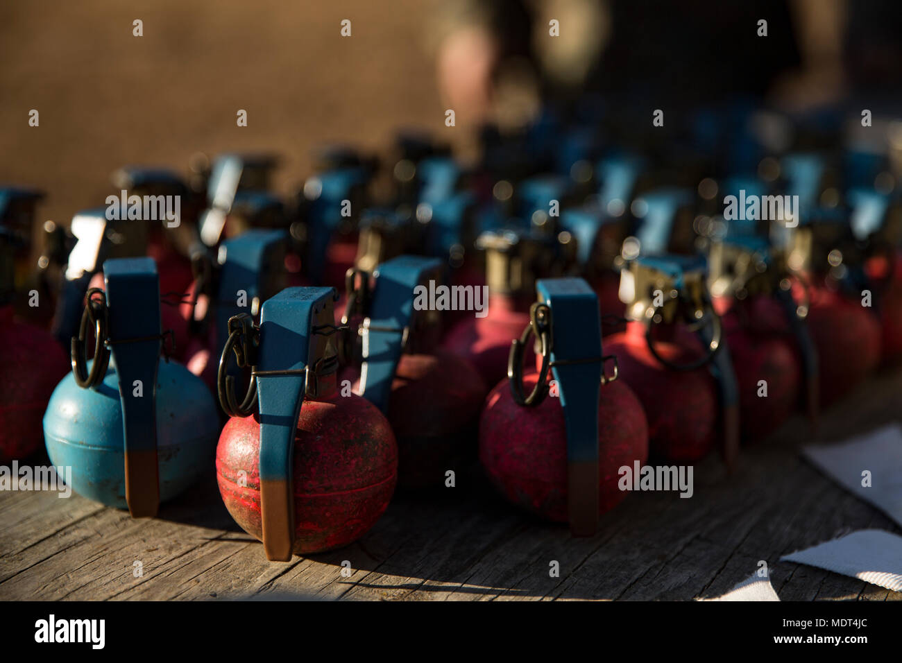 M69 practice hand grenades are staged, ready to be issued to Echo Co ...