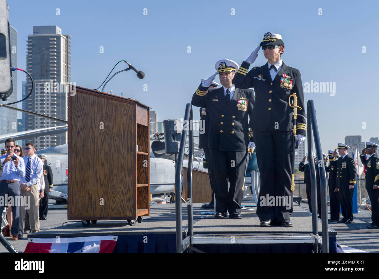 171204-N-NI420-094 USS MIDWAY MUSEUM, Calif. (Dec 01, 2017) CDR Danielle Defant and CDR Edward ...