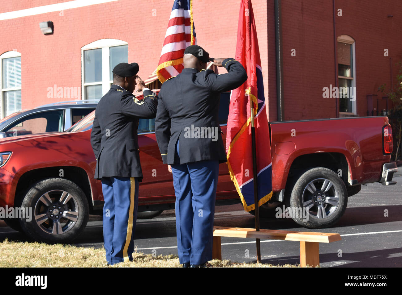 Sgt. 1st Class Tremaine Spencer, left, and Spc. John Cephas, both of ...
