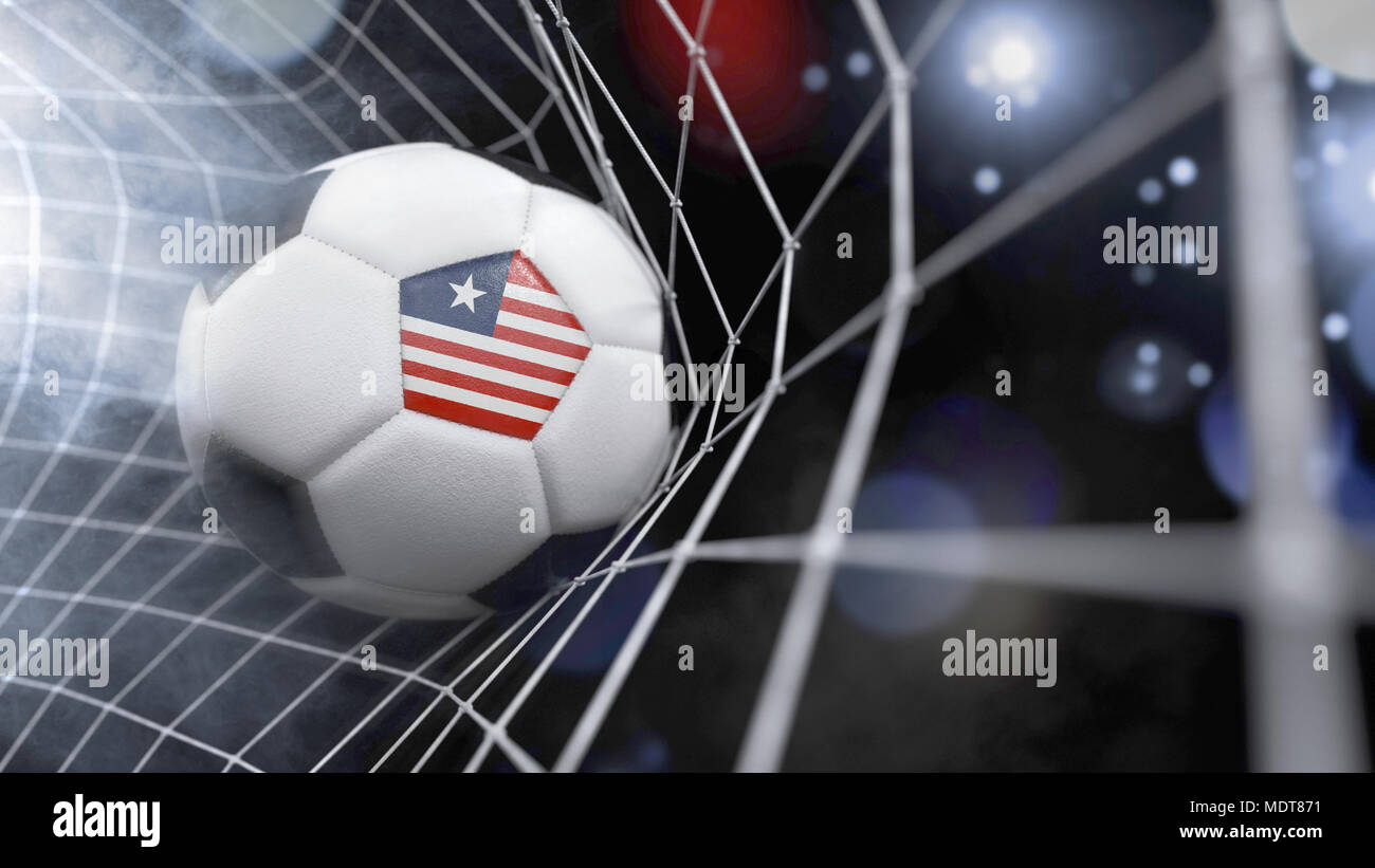 Very realistic rendering of a soccer ball with the flag of Liberia in ...