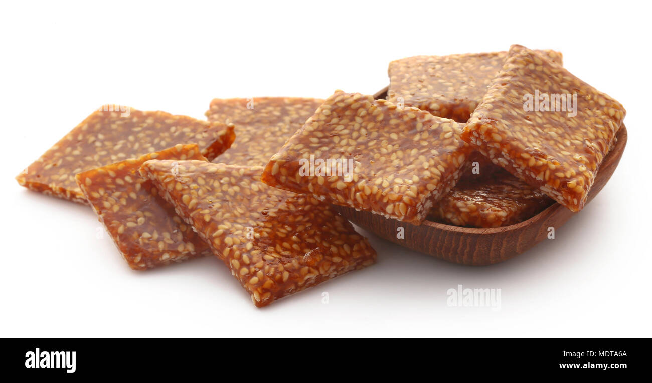 Sesame caramel candy very popular in Indian subcontinent Stock Photo ...