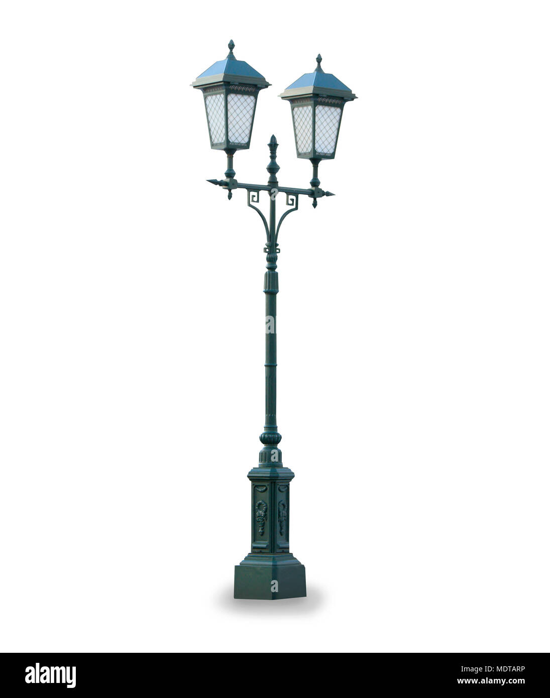Old vintage stret lamp isolated over white Stock Photo - Alamy