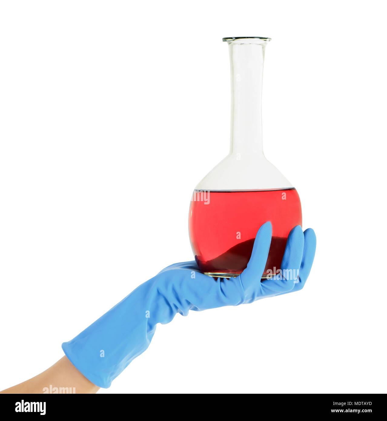 hand holding chemical flask isolated Stock Photo - Alamy
