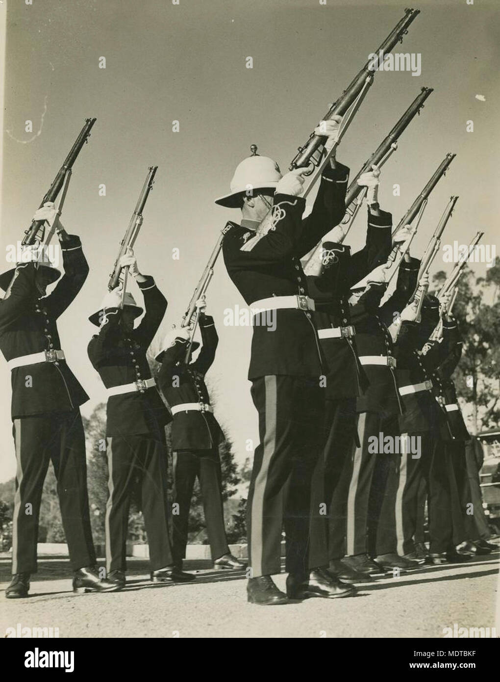 Military gun salute at the crematorium, Brisbane. Location: Brisbane ...
