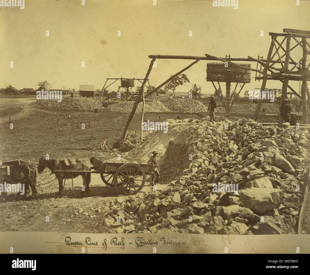 Miners at the gold diggings outside Charters Towers, ca 1878. Location ...