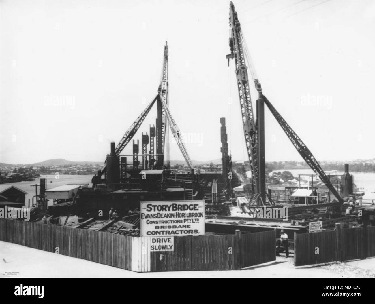 Story Bridge under construction, Brisbane, ca 1936. Location: Brisbane ...