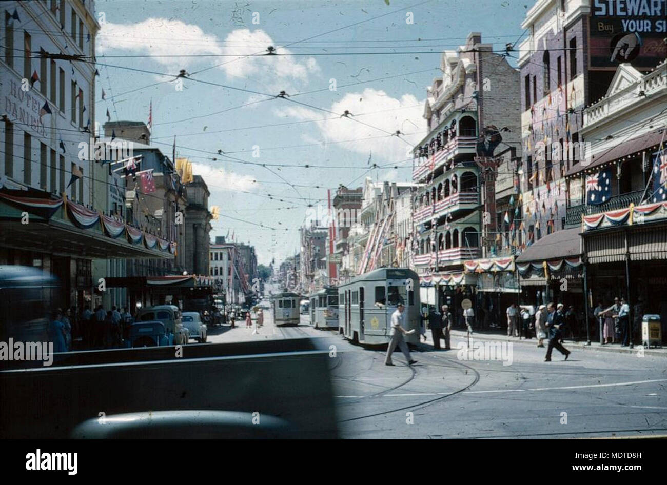 View along Adelaide Street with the buildings decorated for the ...