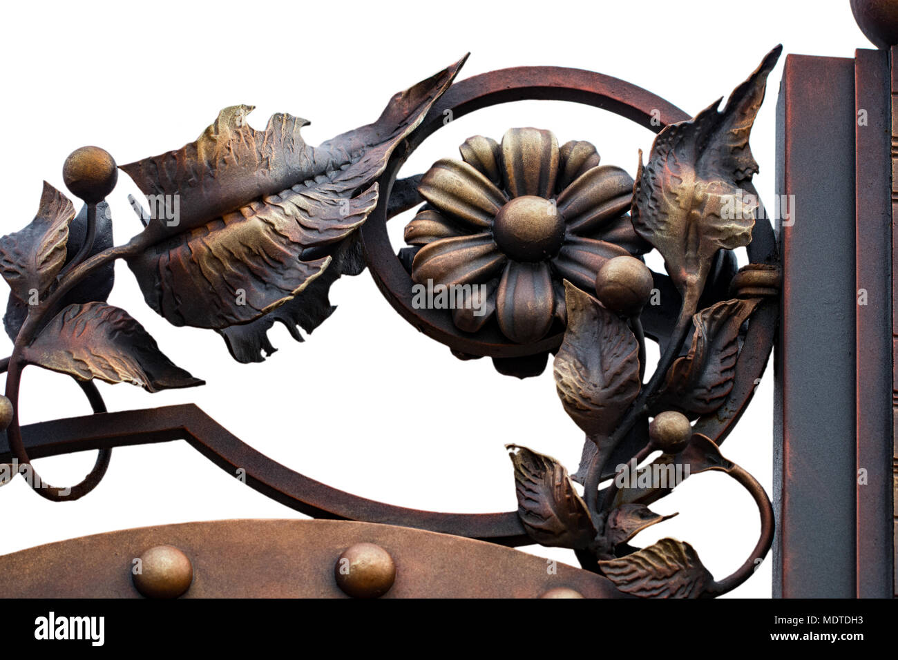 The fragment of forged metal products. close-up. On white background ...