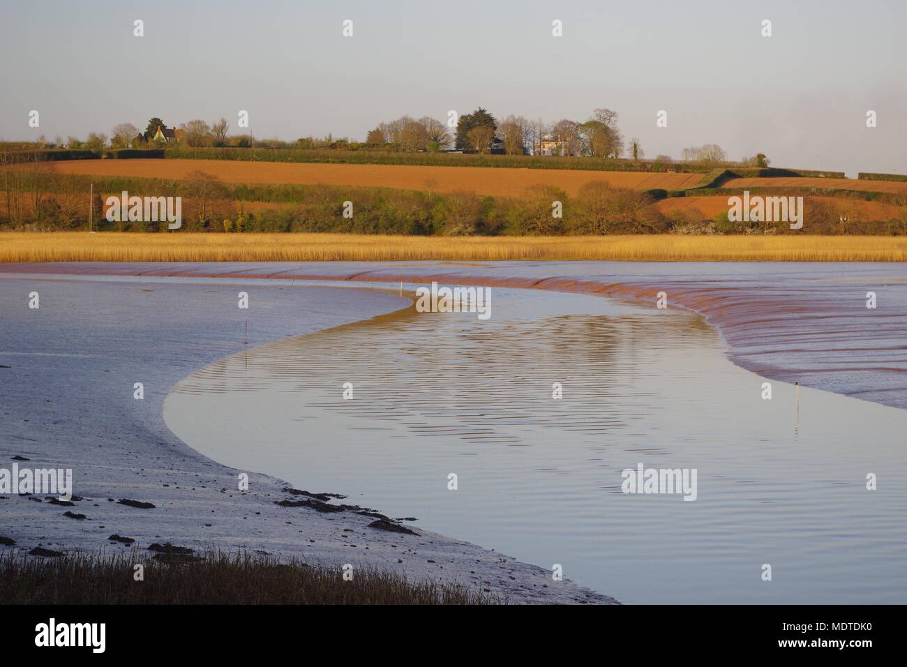 River Clyst at the Confluence with the Exe Estuary at Sunset. Topsham ...
