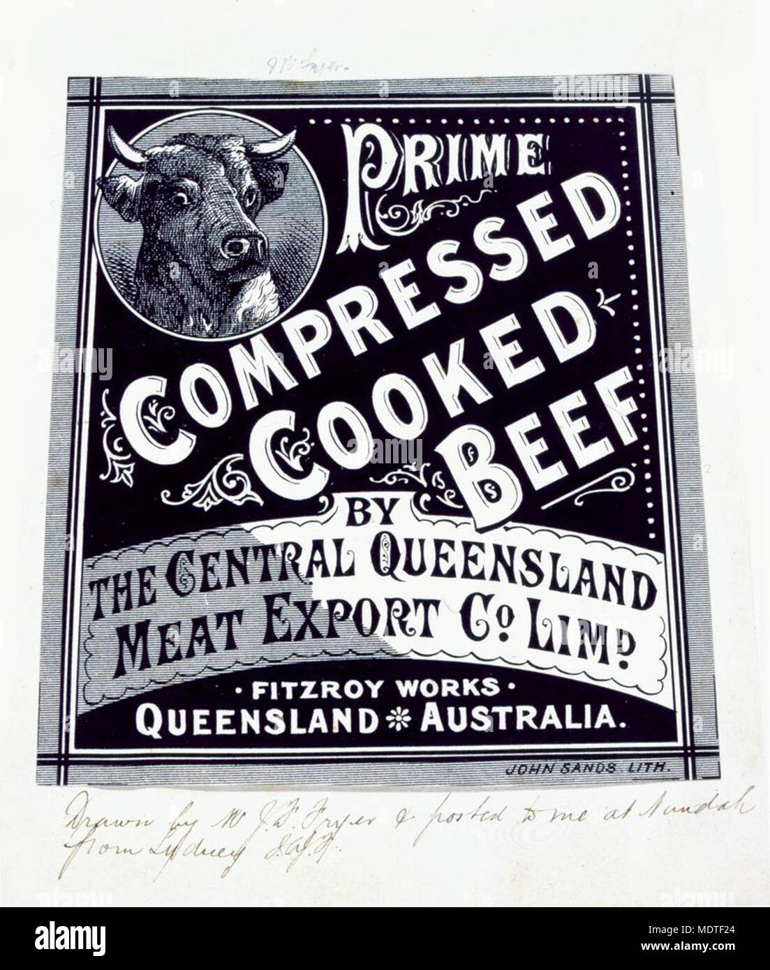 Prime Compressed Cooked Beef label Stock Photo - Alamy