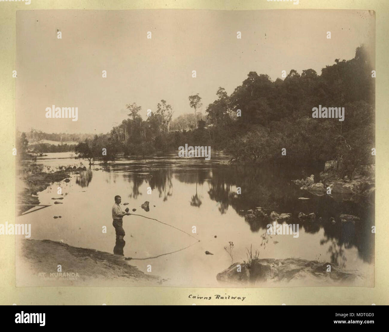 Fishing by the Barron River at Kuranda Stock Photo - Alamy
