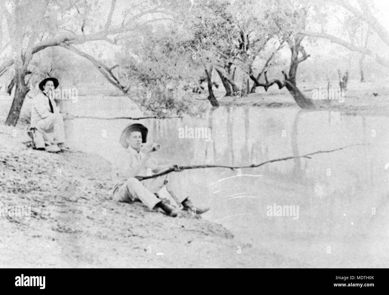 Fishing at the billabong, Isisford, 1903 Stock Photo - Alamy
