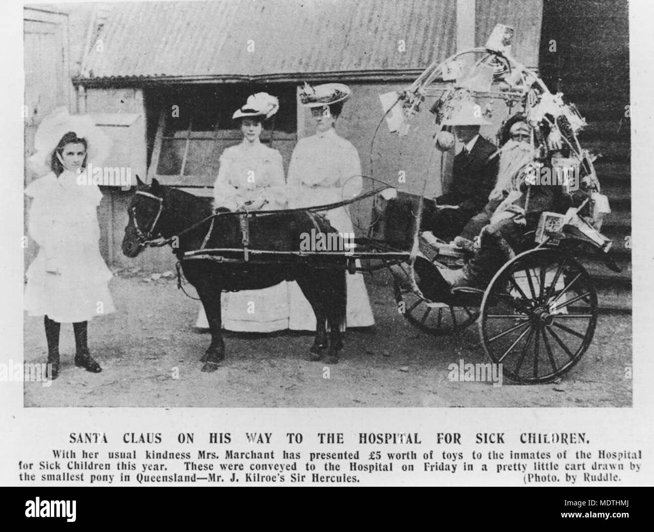 Santa Claus on his way to deliver gifts to sick Stock Photo - Alamy