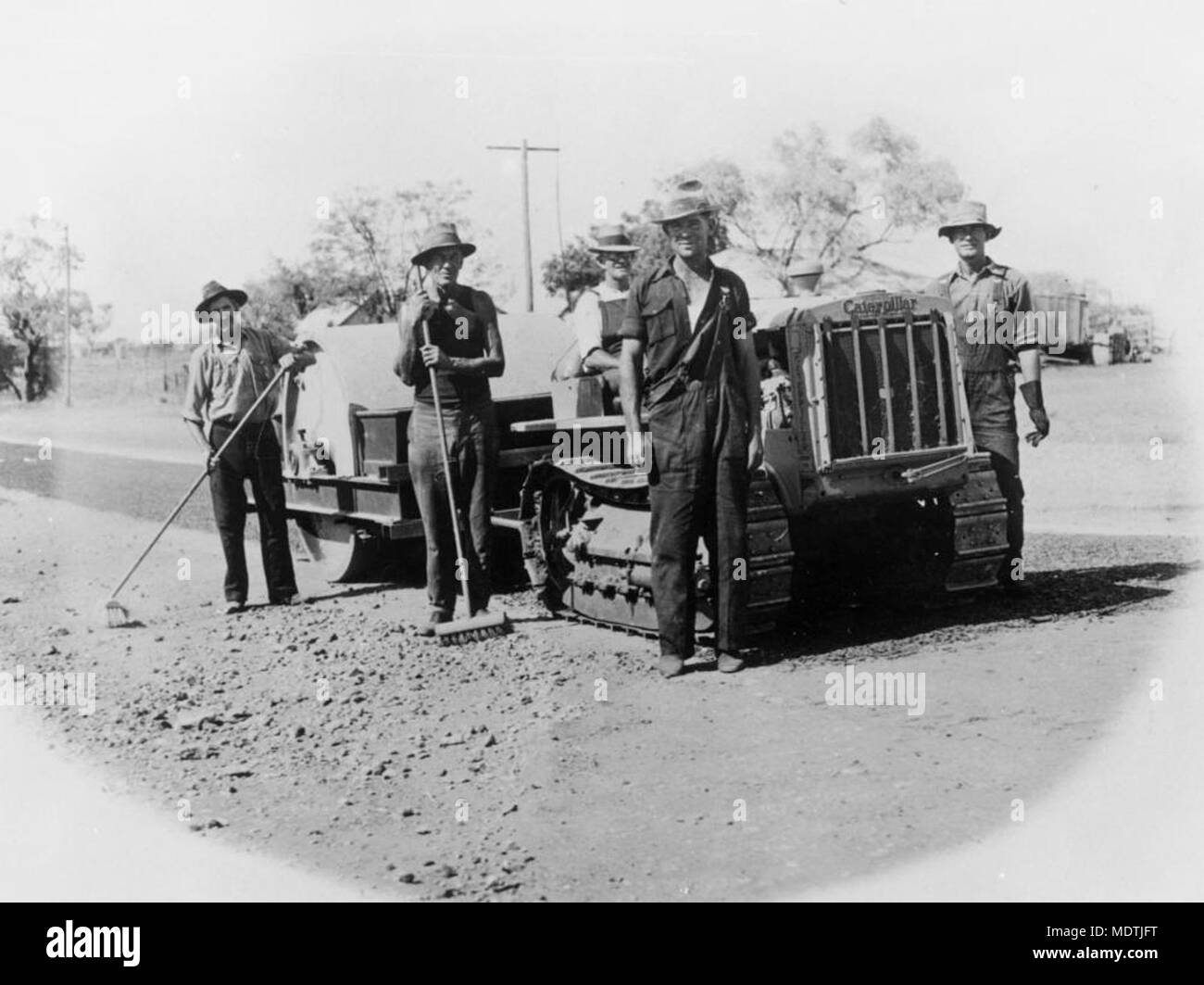Road gang working in the Cloncurry district, ca 1950 Stock Photo - Alamy