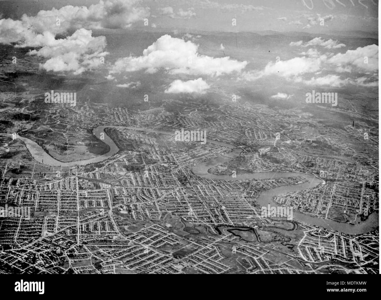 Aerial view of greater Brisbane ca 1936 Stock Photo - Alamy