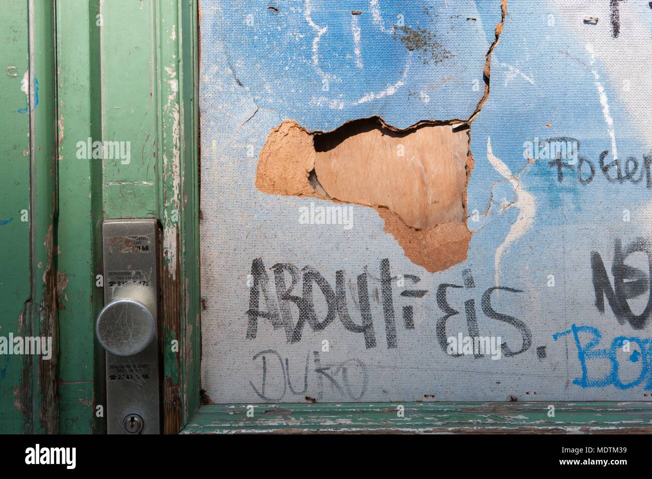 Germany, Berlin, Prenzlauer Berg, street, broken door panel Stock Photo ...
