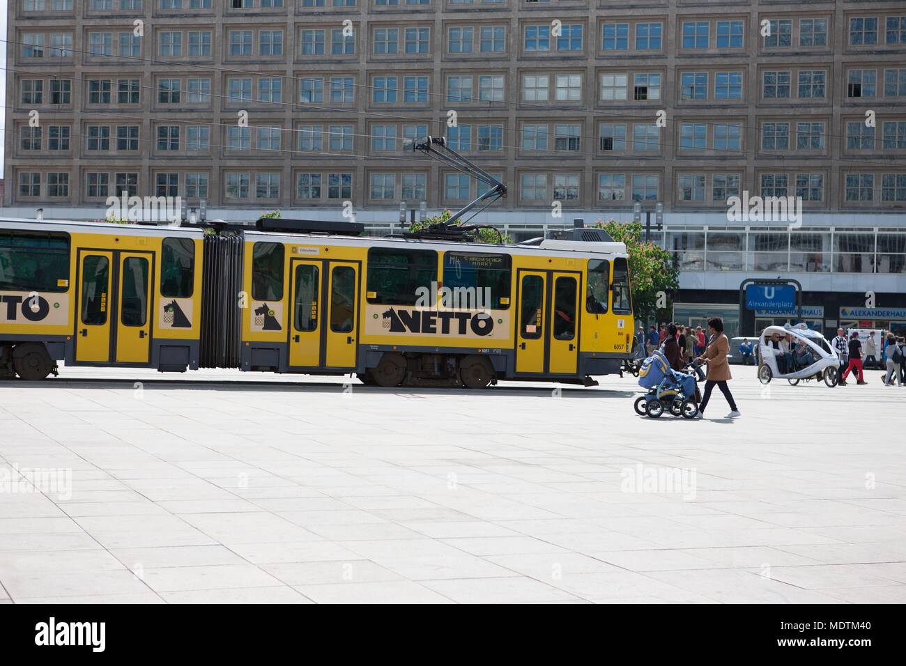 Germany, Berlin, Alexanderplatz, square, fountain, tramway Stock Photo ...