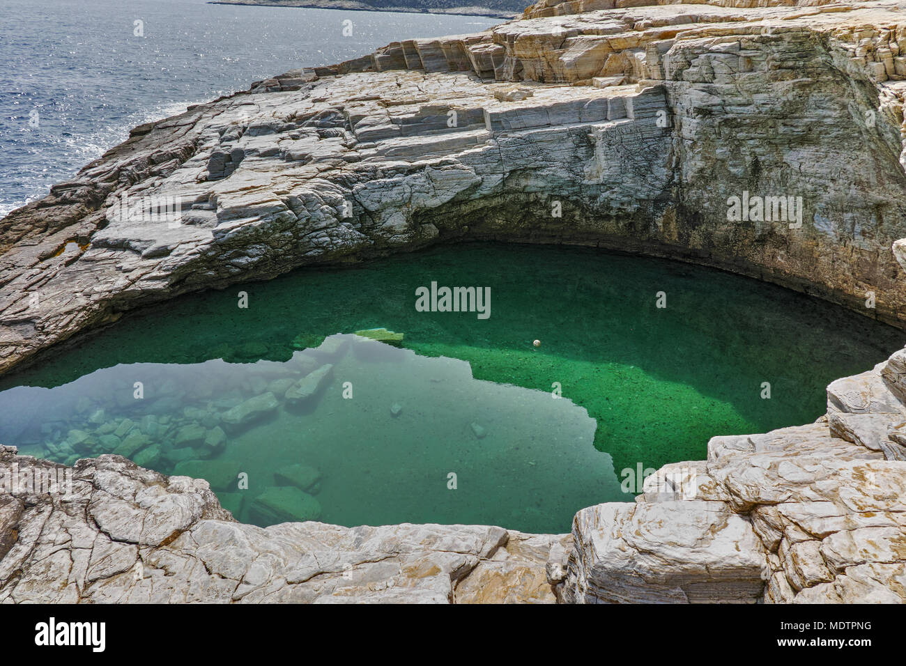 Amazing view of Giola Natural Pool in Thassos island, East Macedonia ...