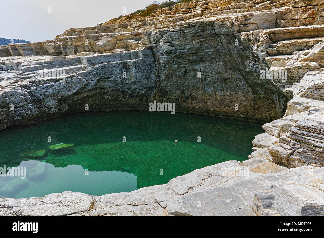 Amazing view of Giola Natural Pool in Thassos island, East Macedonia ...