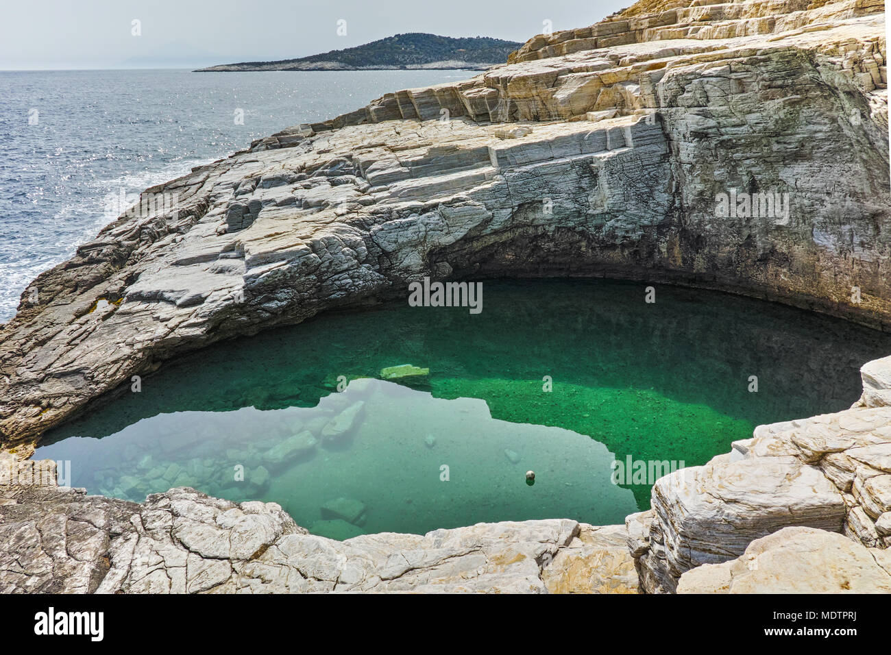 Amazing view of Giola Natural Pool in Thassos island, East Macedonia ...