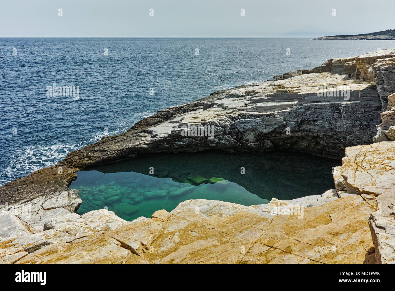 Amazing view of Giola Natural Pool in Thassos island, East Macedonia ...