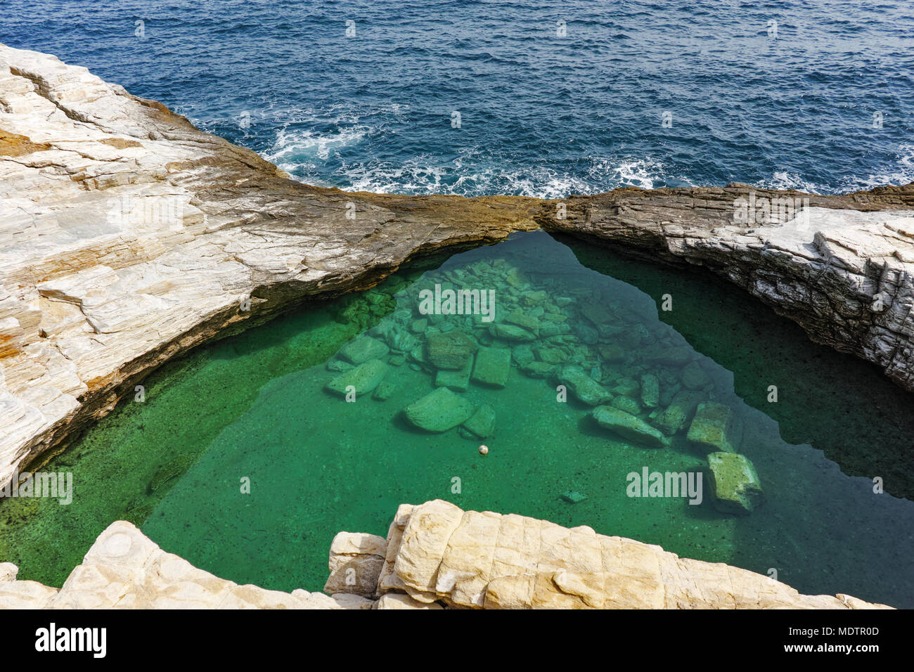 Amazing view of Giola Natural Pool in Thassos island, East Macedonia ...