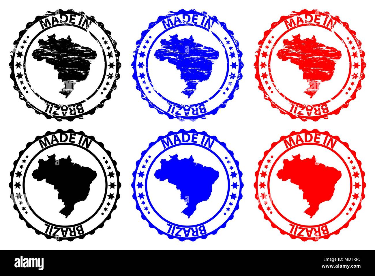 Made in Brazil - rubber stamp - vector, Brazil map pattern - black ...