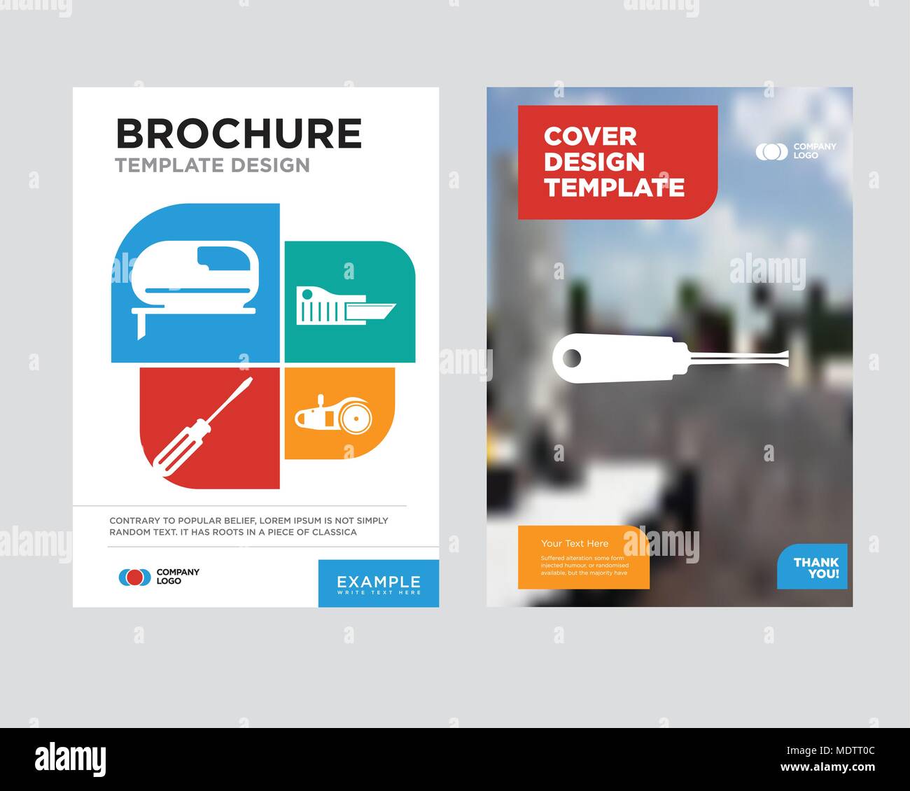 turn-screw brochure flyer design template with abstract photo ...