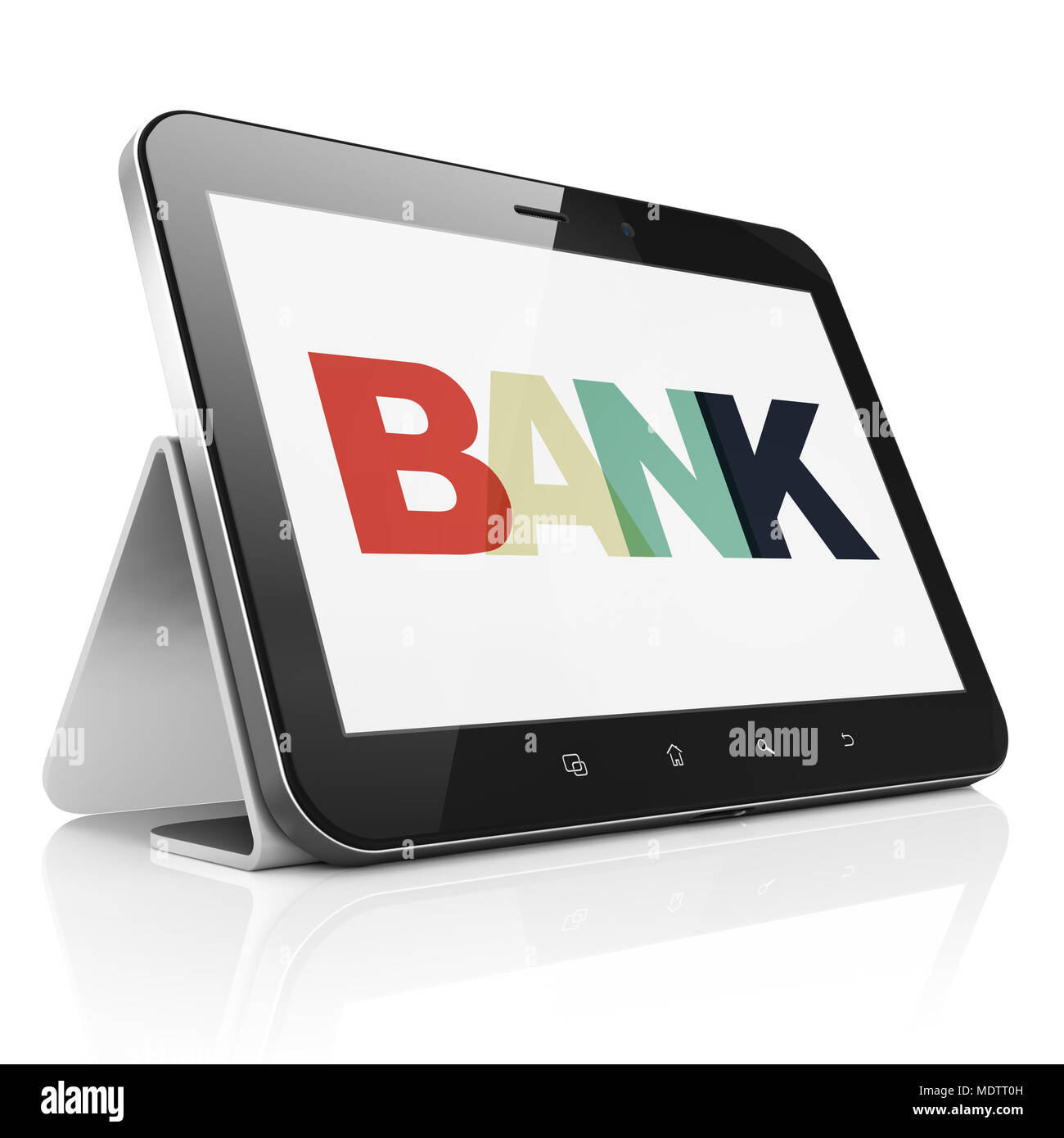 Banking concept: Tablet Computer with Painted multicolor text Bank on ...