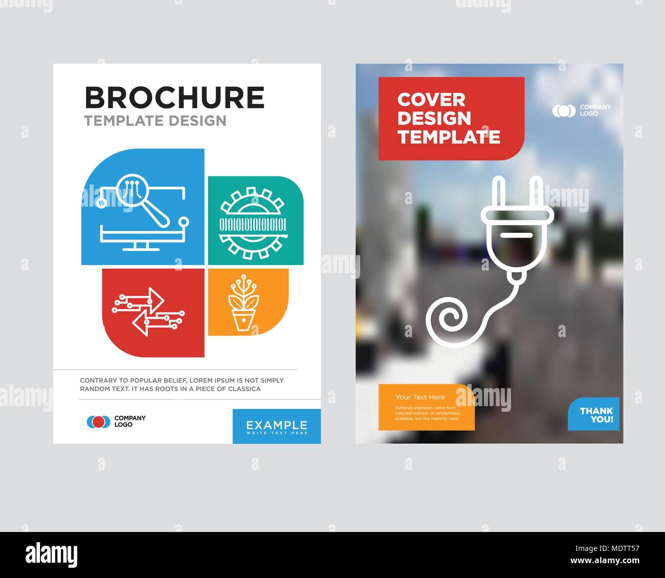Plug brochure flyer design template with abstract photo background ...