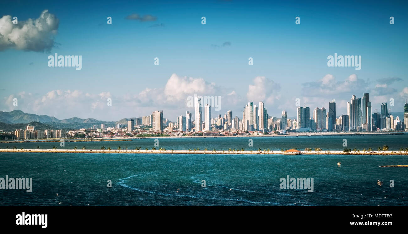 panorama of Panama City seen from the sea Stock Photo - Alamy