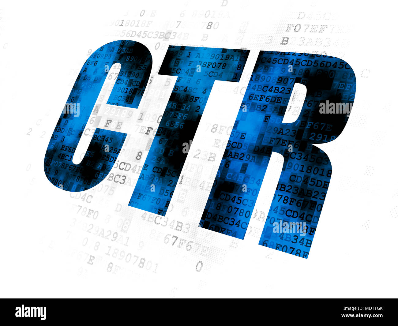 Business concept: Pixelated blue text CTR on Digital background Stock ...