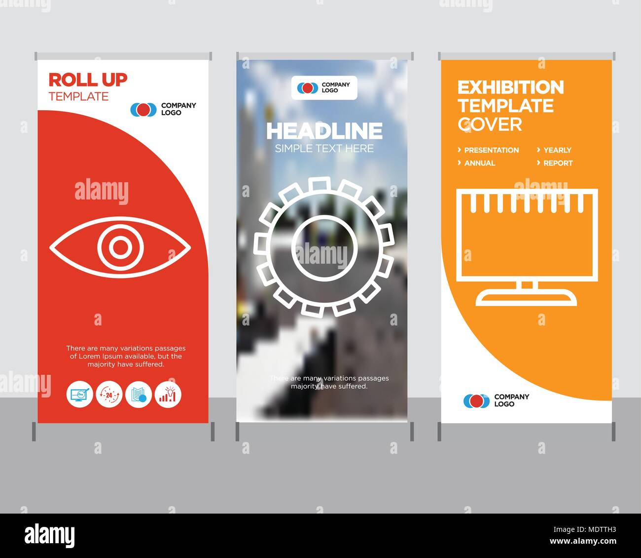 Television modern business roll up banner design template, Gear ...